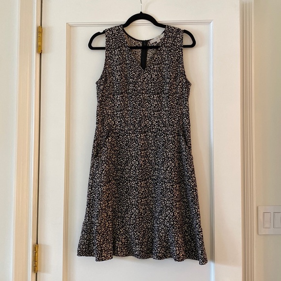 LOFT | Dresses | Loft Leopard Print Sleeveless Dress With Ruffle Bottom ...